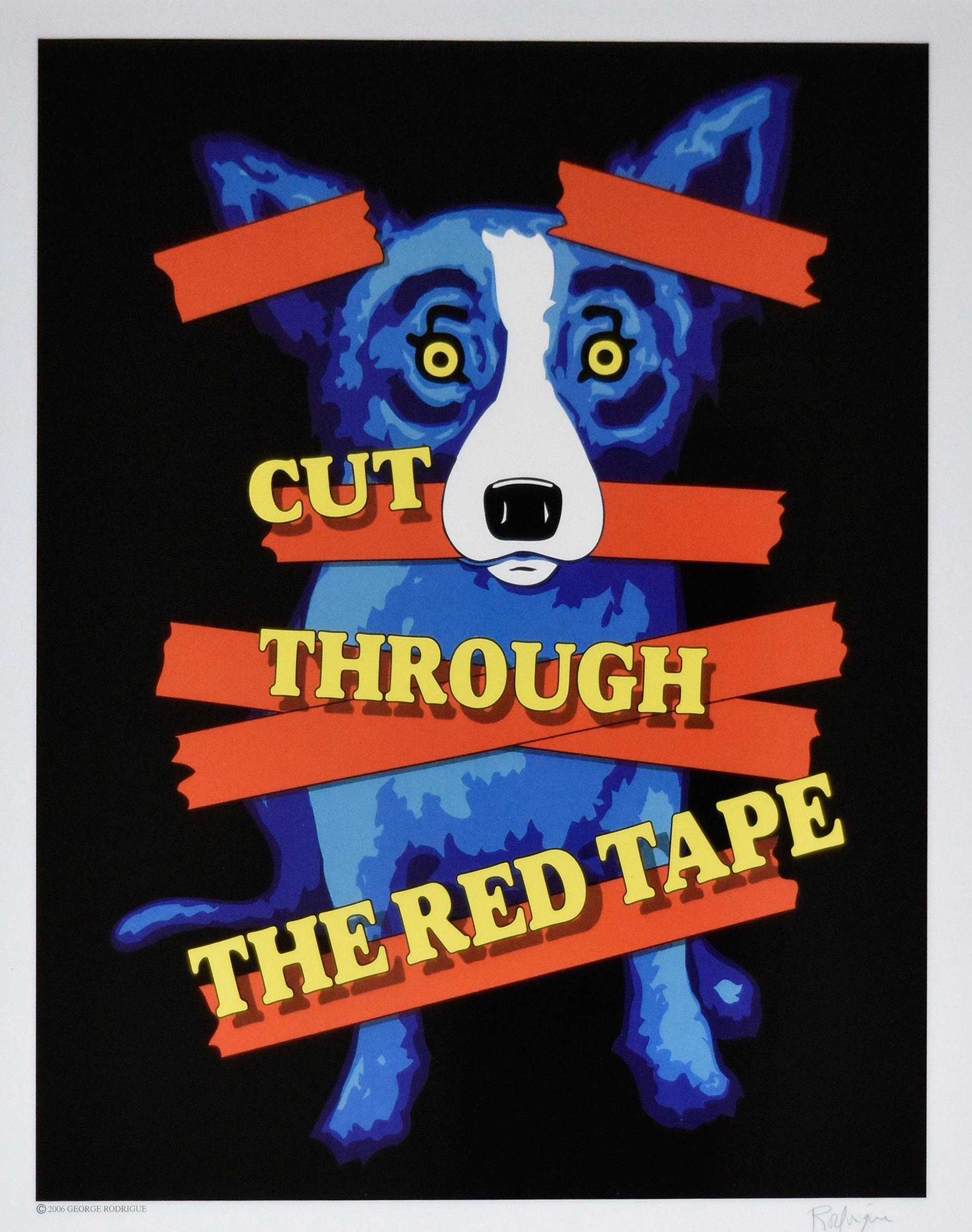George Rodrigue - Cut Through the Red Tape - Signed Silkscreen Blue Dog ...