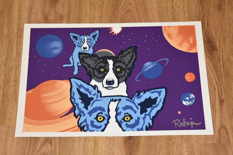 George Rodrigue - Tiffany's Universe - Signed Silkscreen Print Blue Dog ...