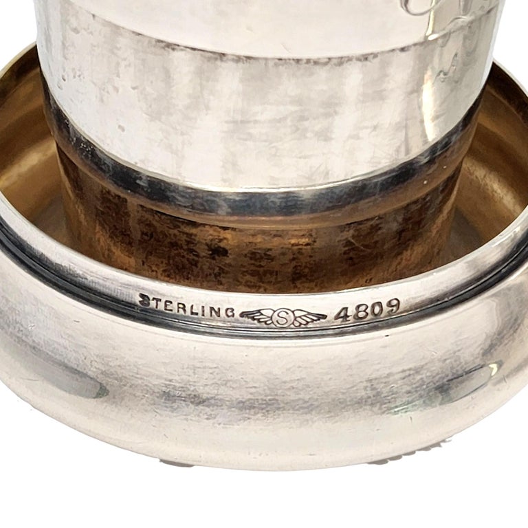 George Shiebler Sterling Silver Collapsible Travel Cup Gold Wash ...