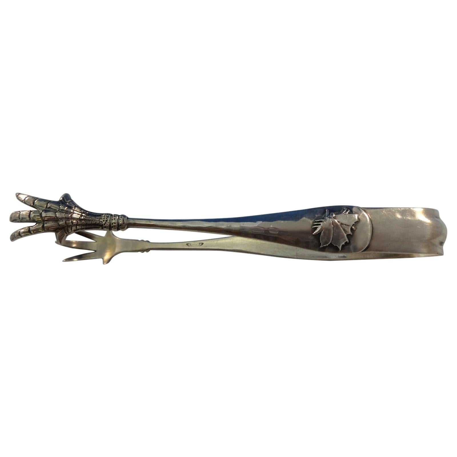 George Shiebler Sterling Silver Large Sugar Tong Applied Butterfly and ...