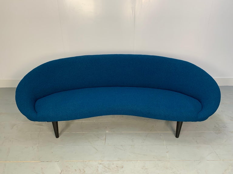 George Smith "Bean" 4-Seat Sofa by Tom Dixon in Mid-Blue Bute "Tiree ...