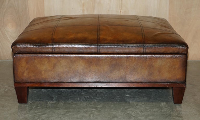 George Smith Extra Large Restored Hand Dyed Brown Leather Ottoman ...