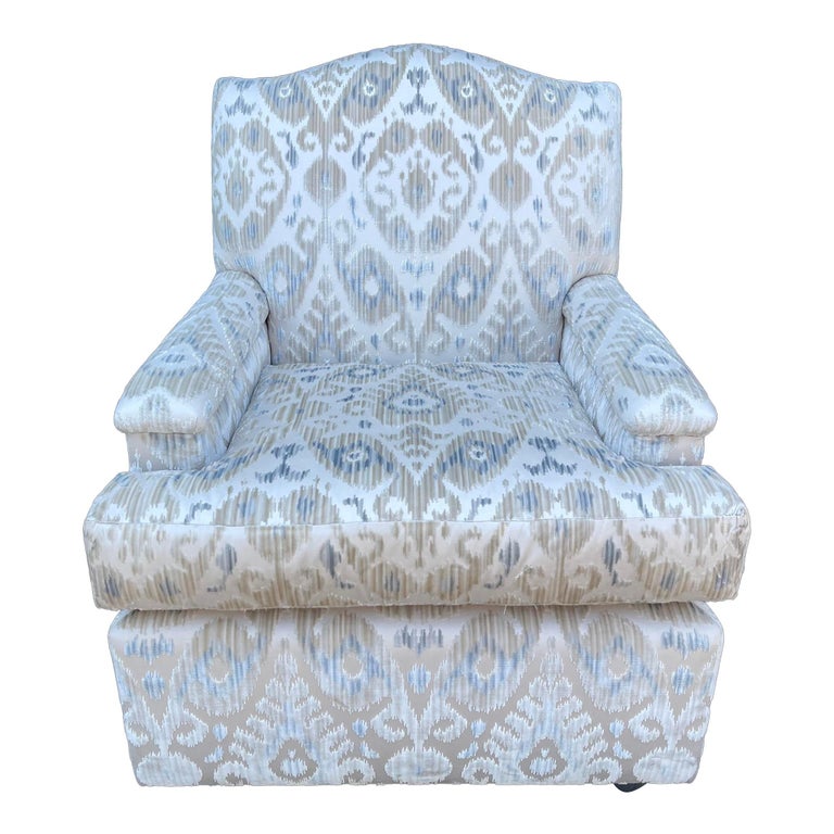 Gregorius Pineo Fully Upholstered Club Chair W Ikat Silk Velvet at 1stDibs