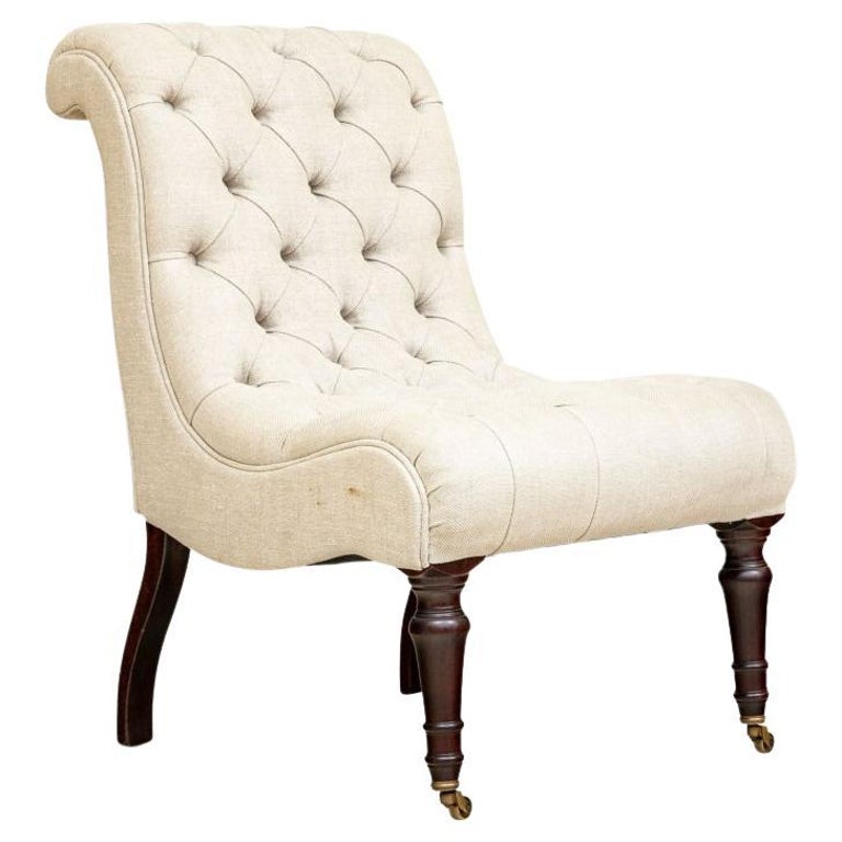 George Smith Handmade Tufted Slipper Chair For Sale at 1stDibs