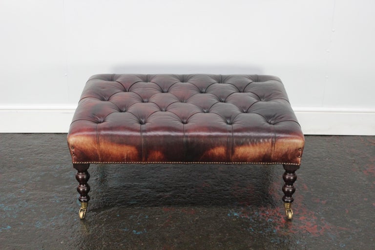 George Smith “Signature” Buttoned Footstool in Sublime Oxblood Leather ...