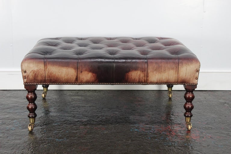 George Smith “Signature” Buttoned Footstool in Sublime Oxblood Leather ...