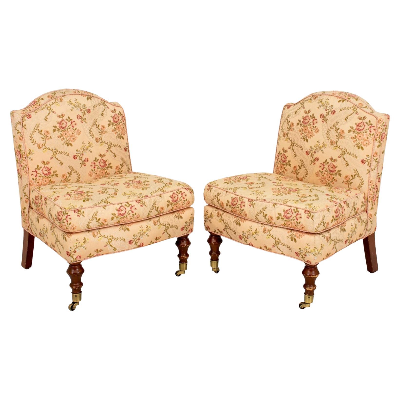 George Smith Style Slipper Chairs, Pair For Sale at 1stDibs