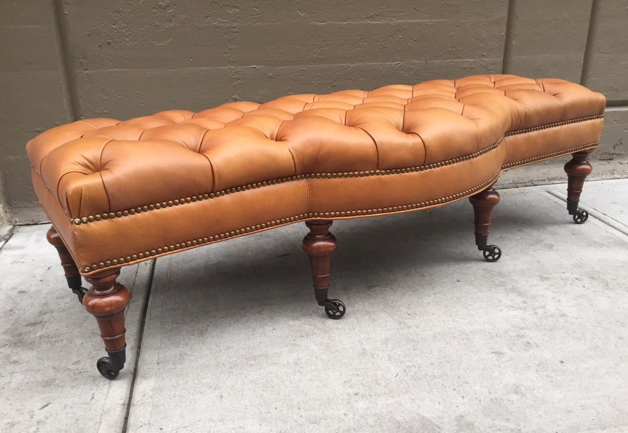 Tufted Leather Bench
