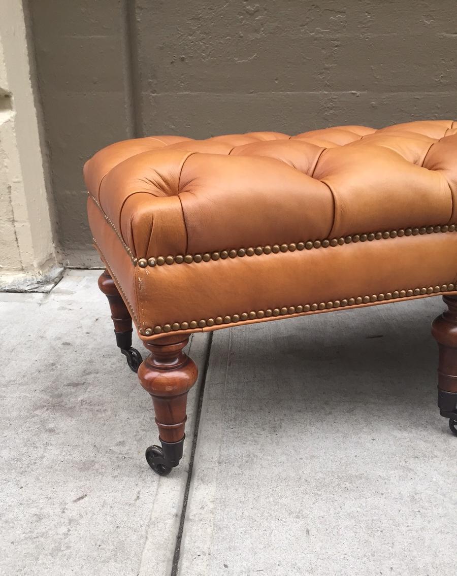 George Smith Tufted Leather Bench For Sale at 1stDibs