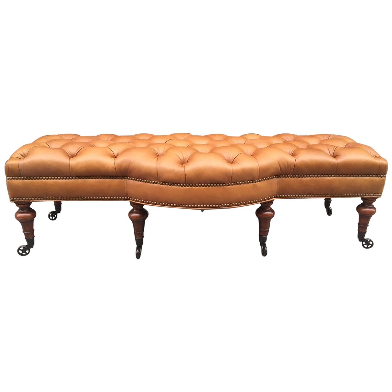 Vintage George Smith Leather "Chesterfield" Bench or Ottoman at 1stDibs