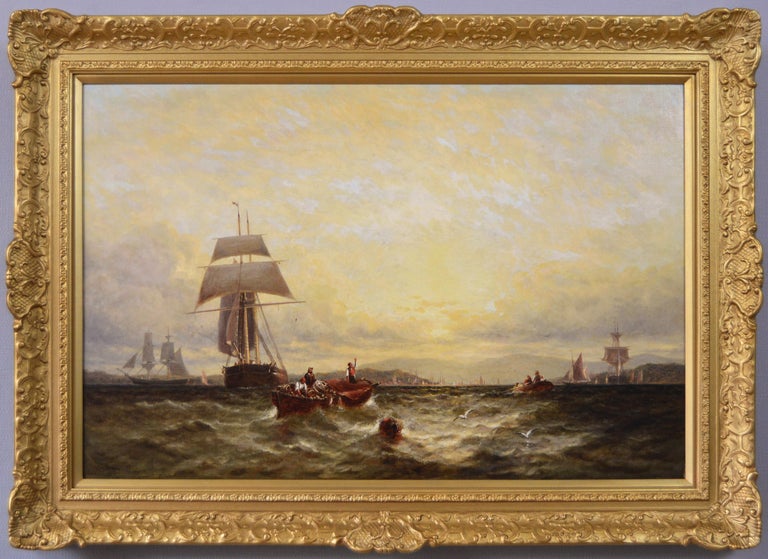 George Stainton - 19th Century seascape oil painting of ships at ...