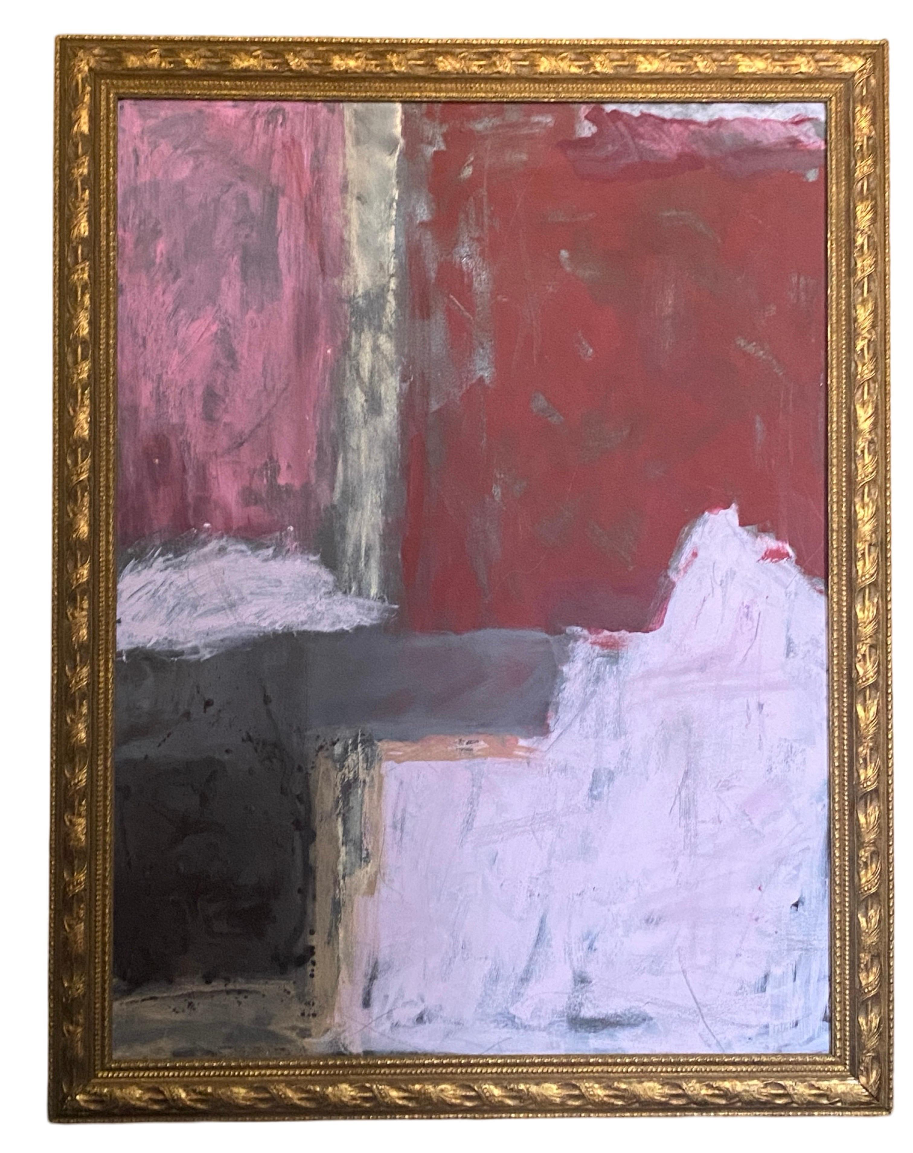 George Machado Large Glam Contemporary Abstract Painting Burgundy ...