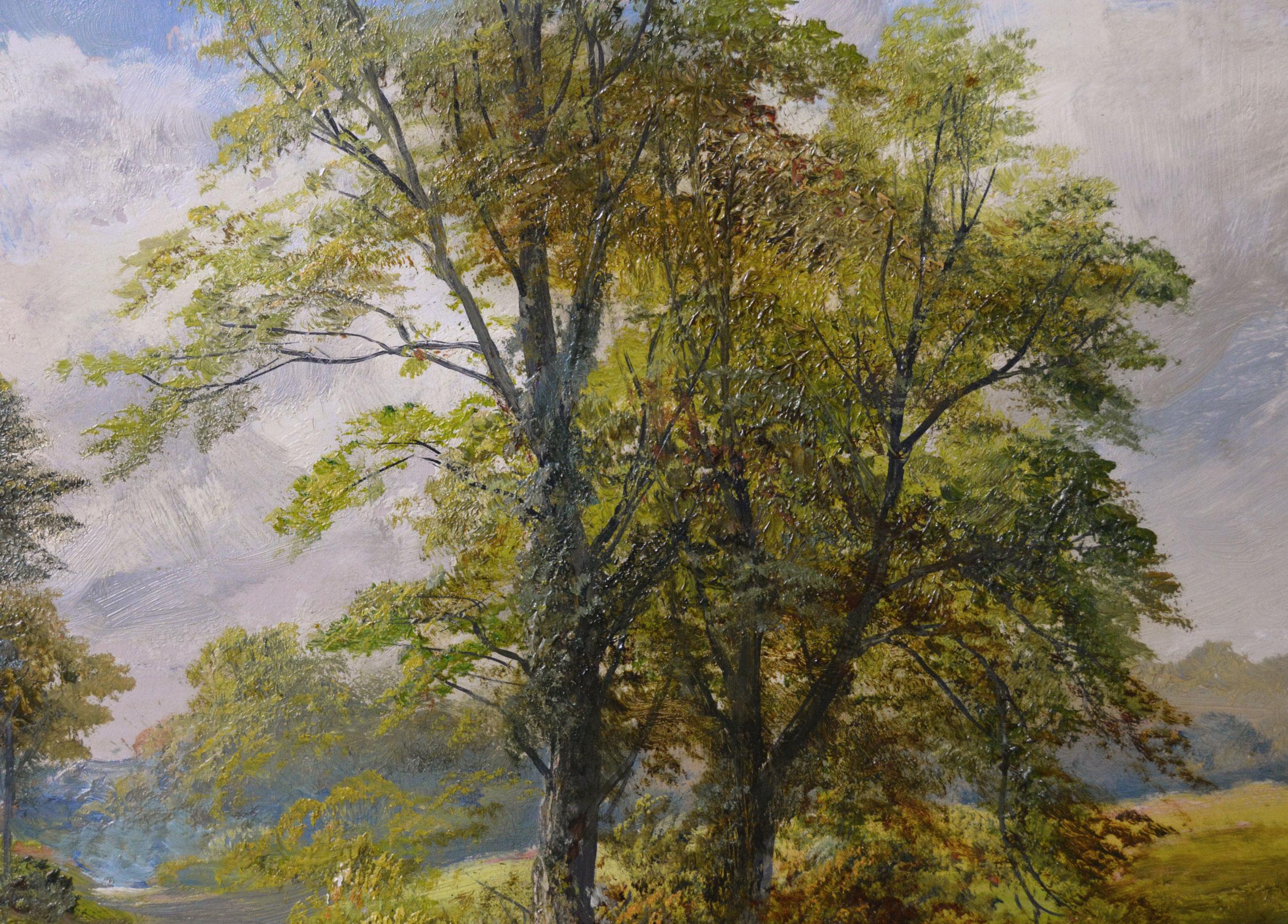 George Turner - Landscape oil painting of figures near a Derbyshire ...