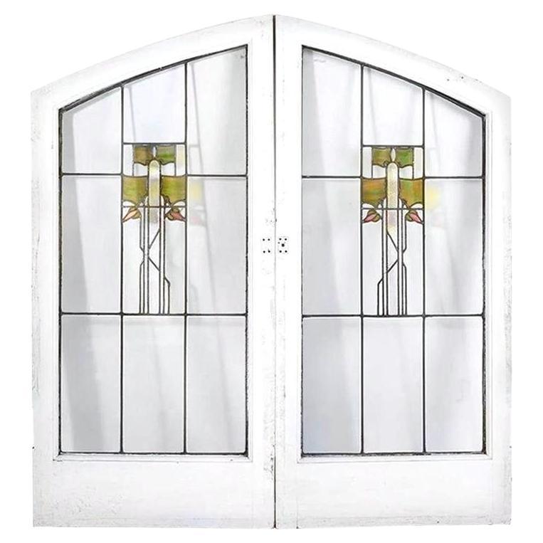 Restored Beveled and Wheel Cut Arch Top Window For Sale at 1stDibs