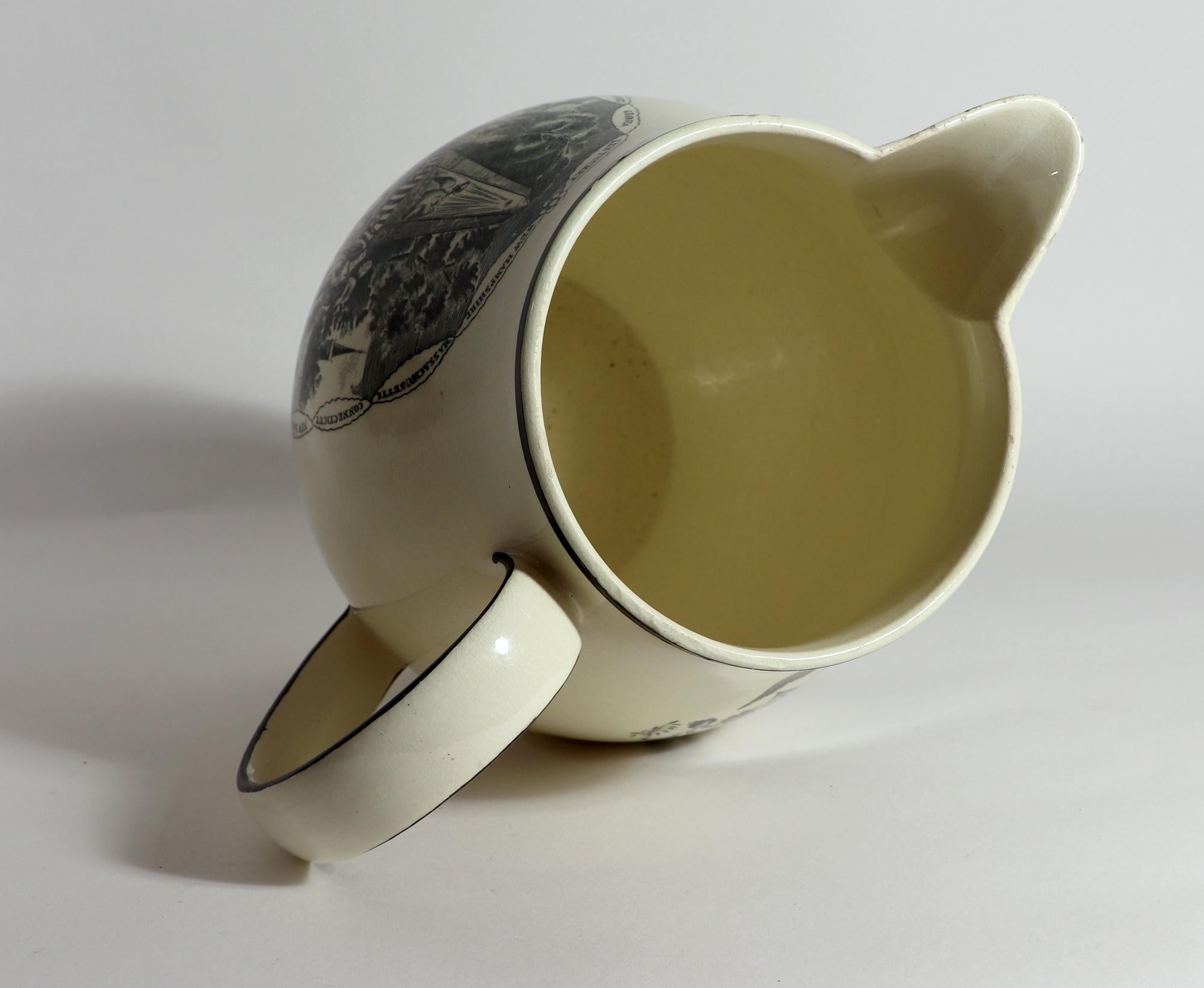 George Washington Memorial Transfer Decorated Creamware Jug, Liverpool ...