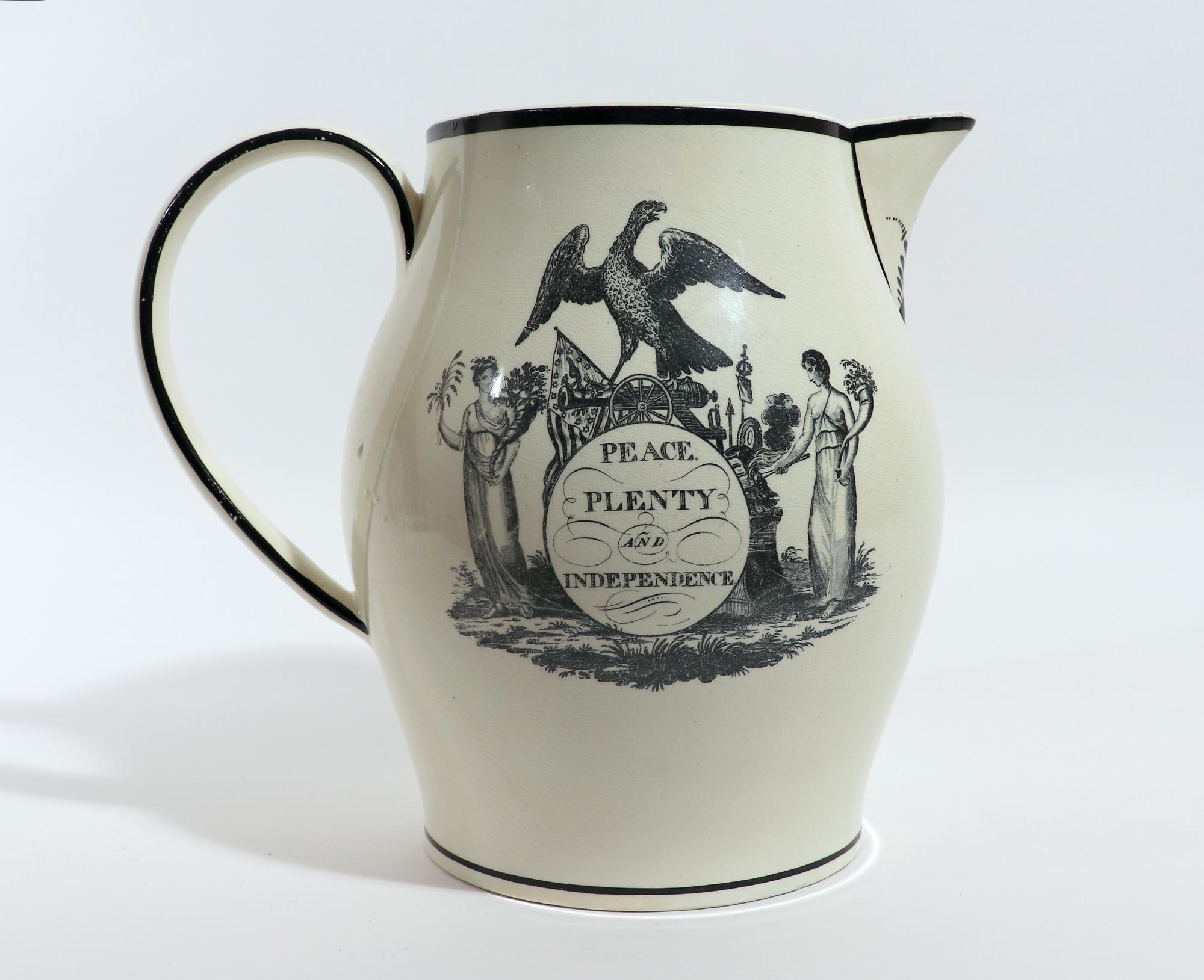 George Washington Memorial Transfer Decorated Creamware Jug, Liverpool ...