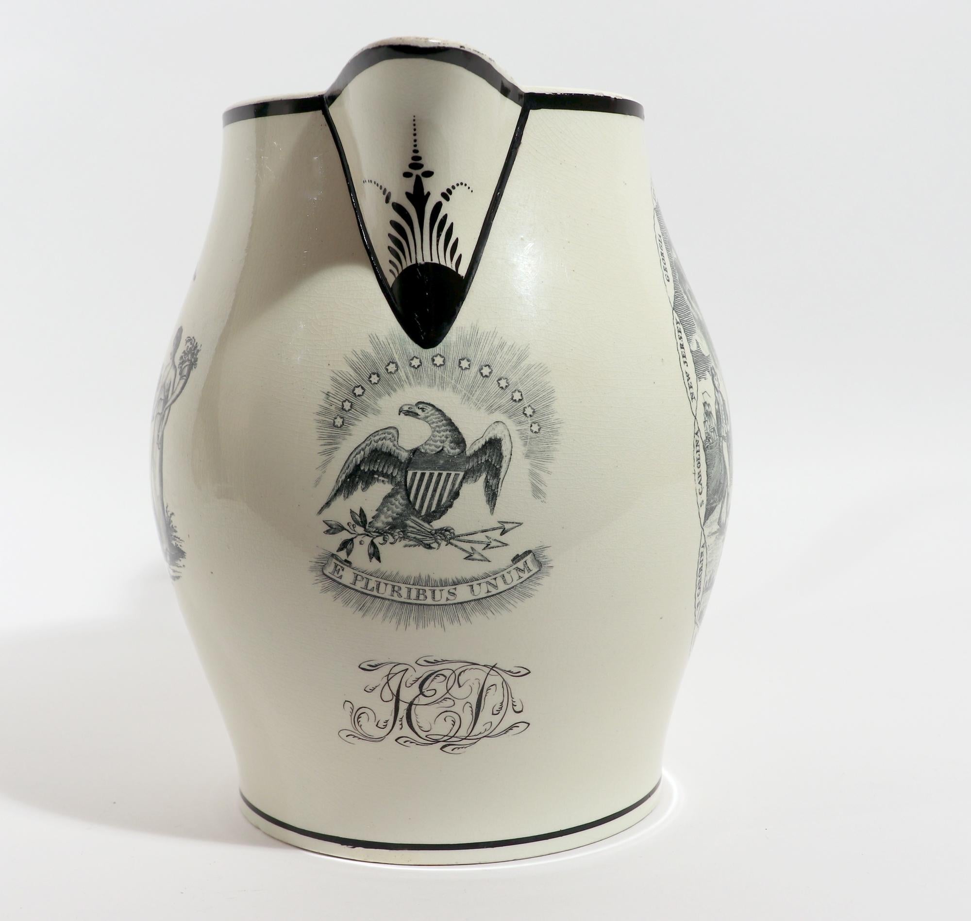 George Washington Memorial Transfer Decorated Creamware Jug, Liverpool ...