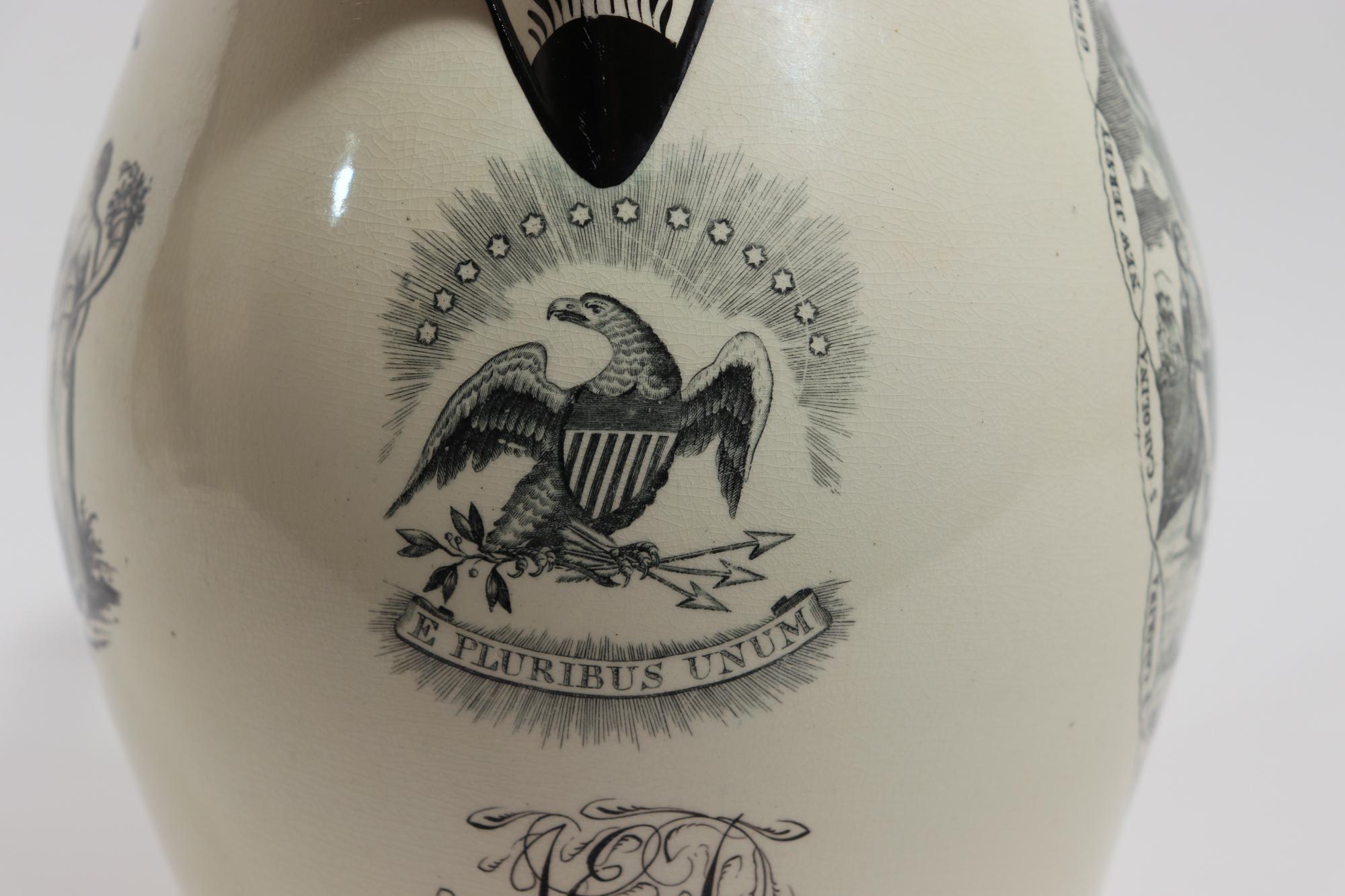 George Washington Memorial Transfer Decorated Creamware Jug, Liverpool ...