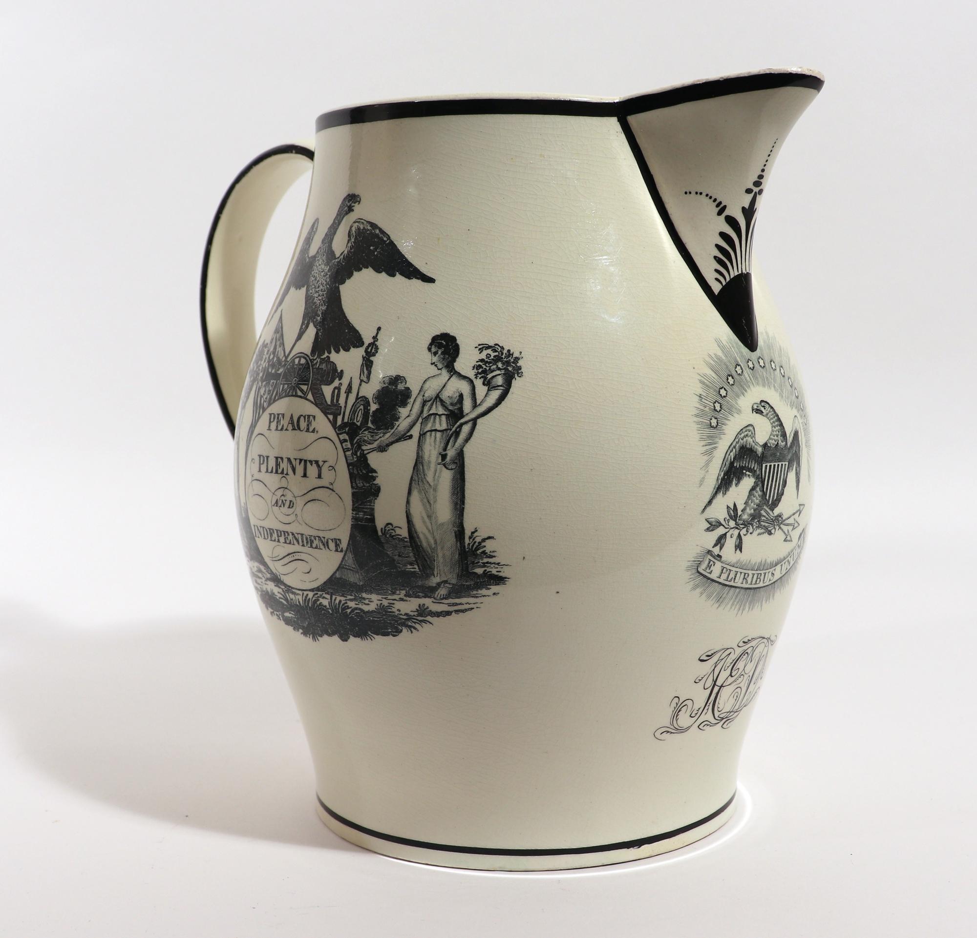 George Washington Memorial Transfer Decorated Creamware Jug, Liverpool ...