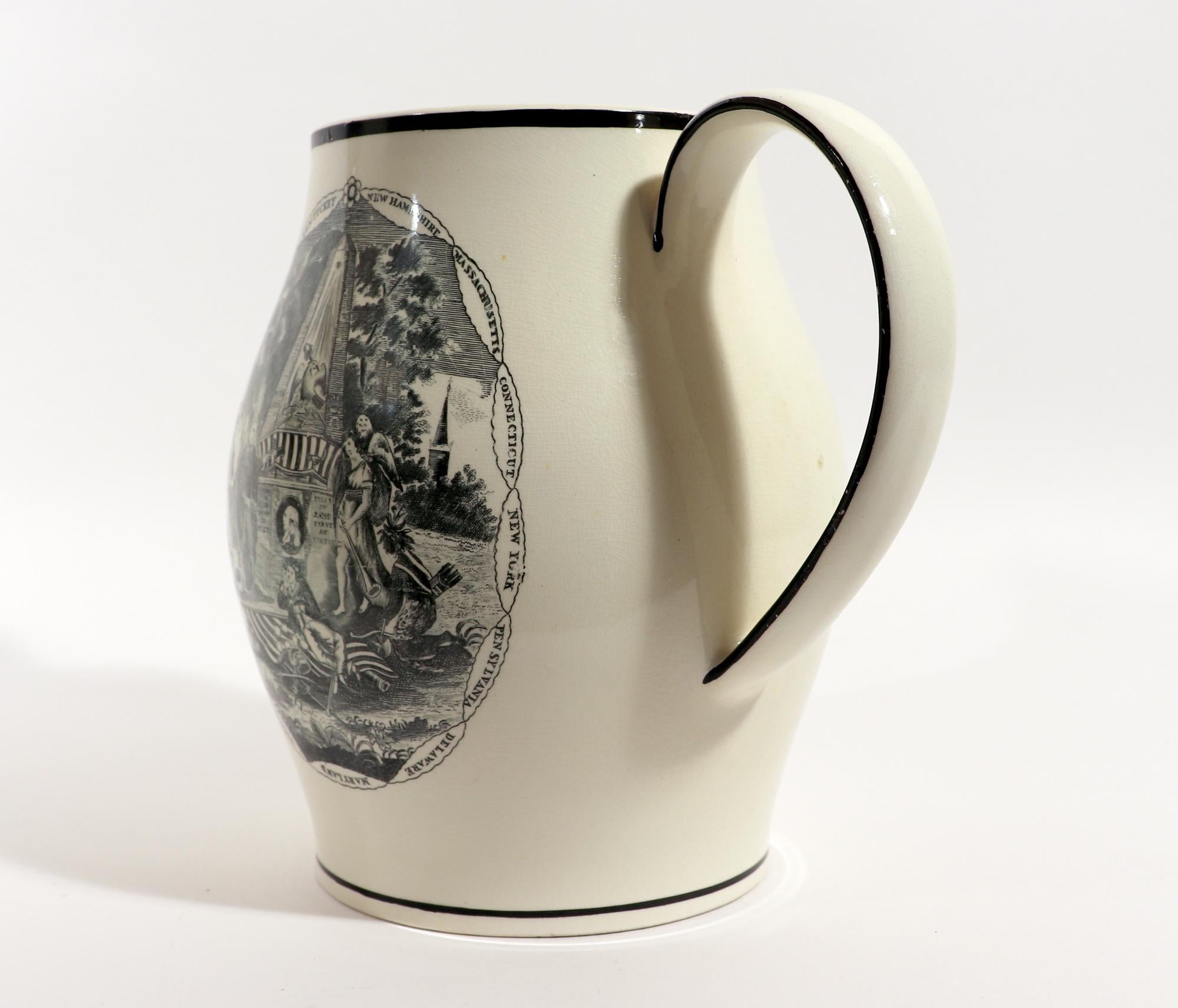 George Washington Memorial Transfer Decorated Creamware Jug, Liverpool ...