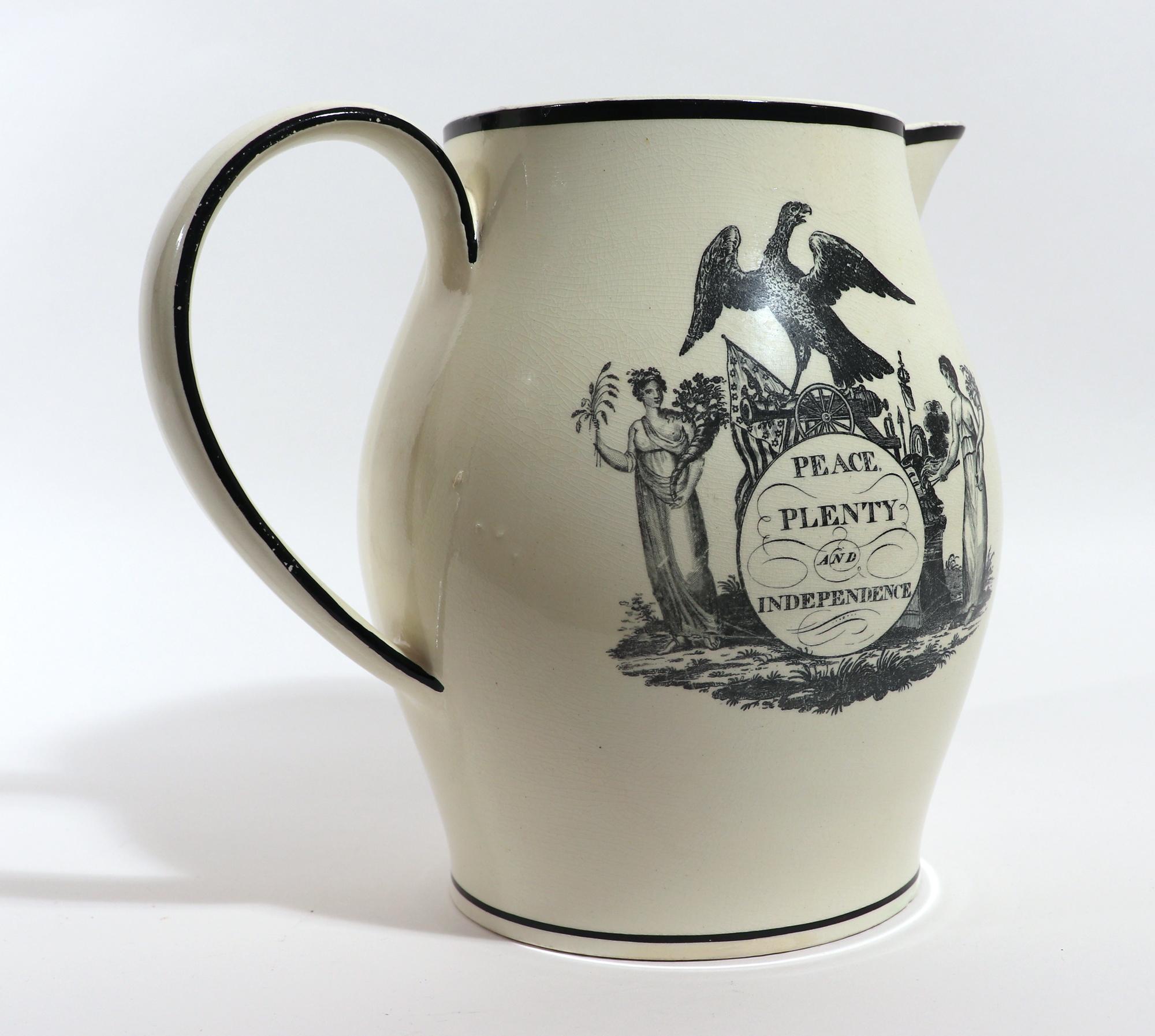 George Washington Memorial Transfer Decorated Creamware Jug, Liverpool ...