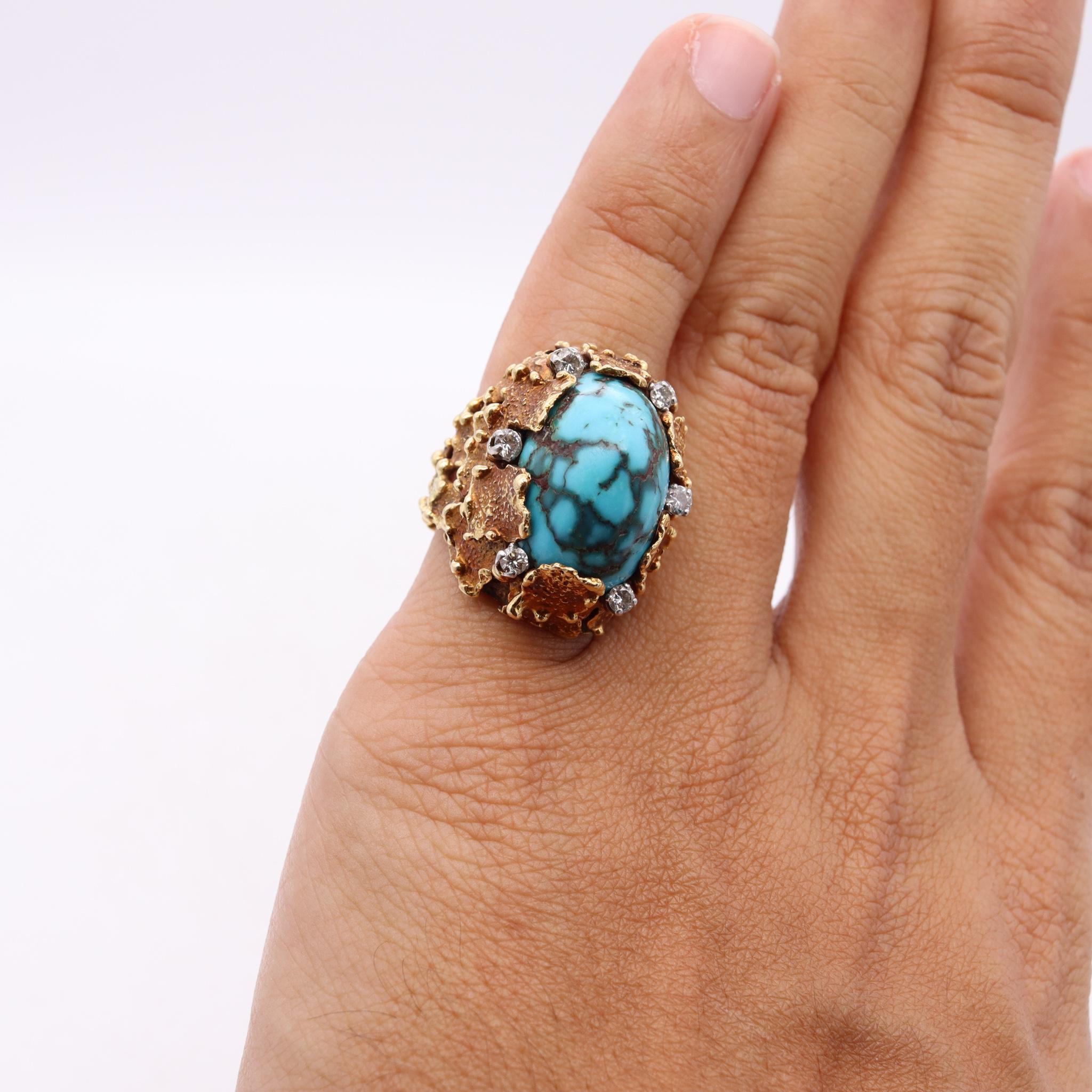 George Weil 1960 British Brutalist Ring in 18Kt Gold Platinum 25.4 Cts ...