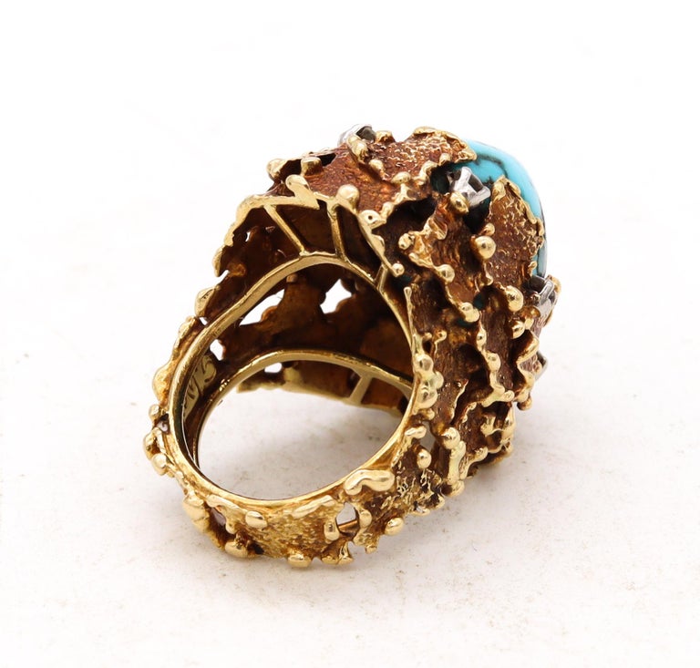 George Weil 1960 British Brutalist Ring in 18Kt Gold Platinum 25.4 Cts ...