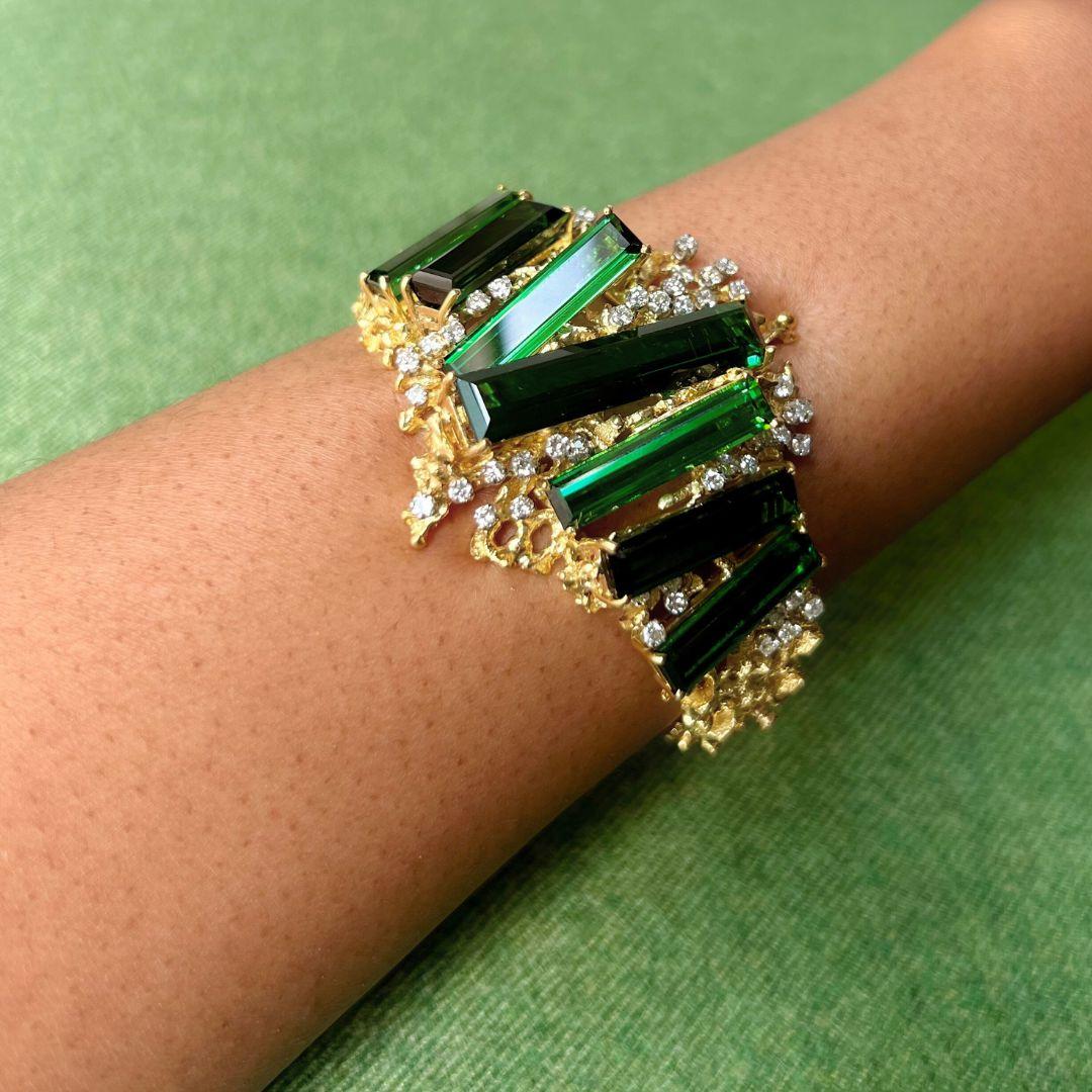 George Weil Artist Jewel Tourmaline Diamond Gold and Platinum Bracelet ...