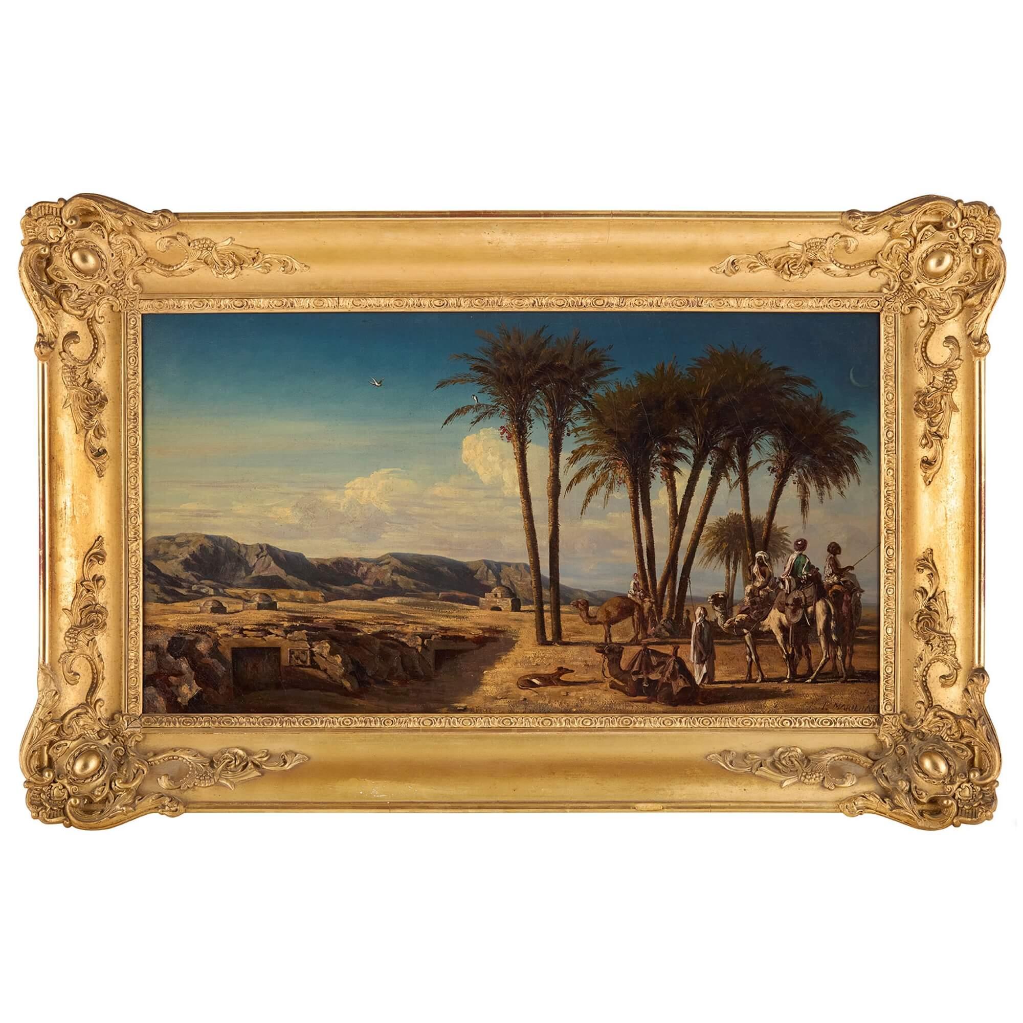 Georges Antoine Prosper MARILHAT - Large Oil Painting of an Orientalist Landscape by Prosper ...