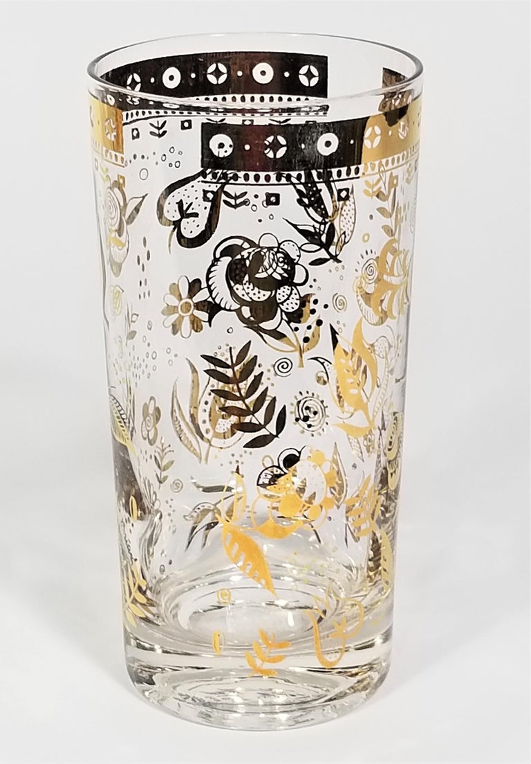 Georges Briard 22K Gold 1960s Glassware Barware Set of 8 For Sale at ...