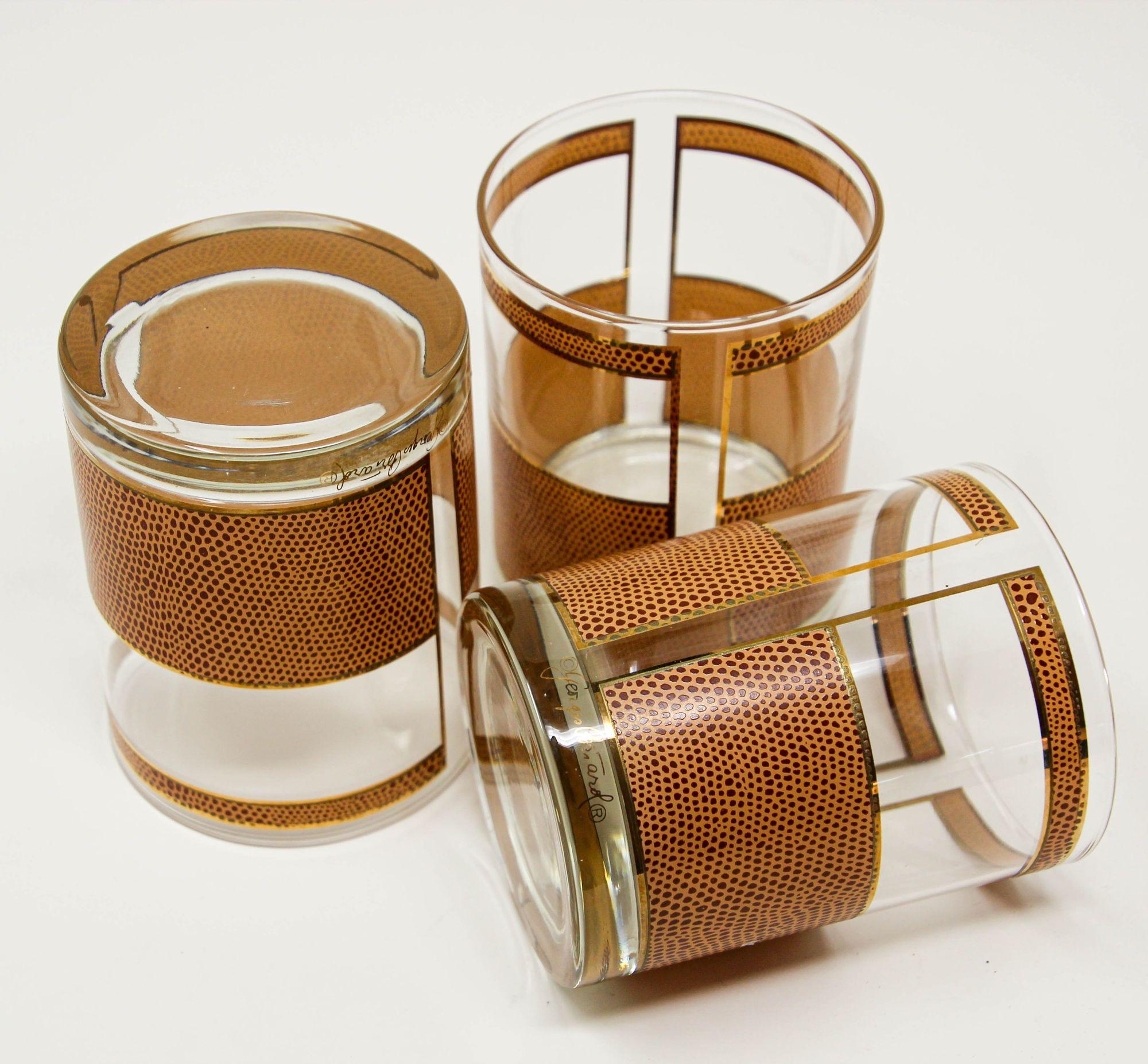 Georges Briard Brown and Gold Snake Skin Vintage 1950s Drinking Glasses ...