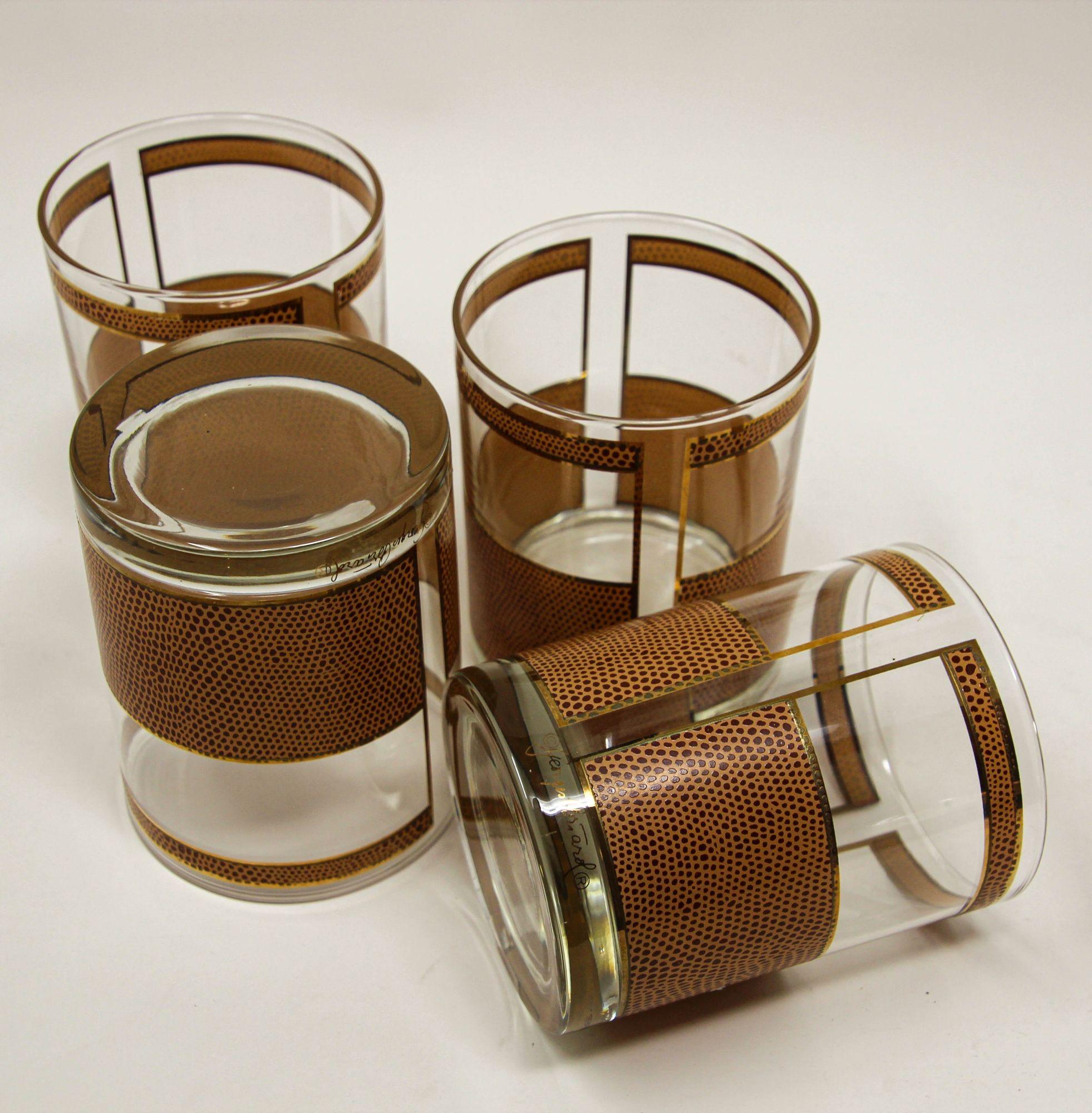 Georges Briard Brown and Gold Snake Skin Vintage 1950s Drinking Glasses ...