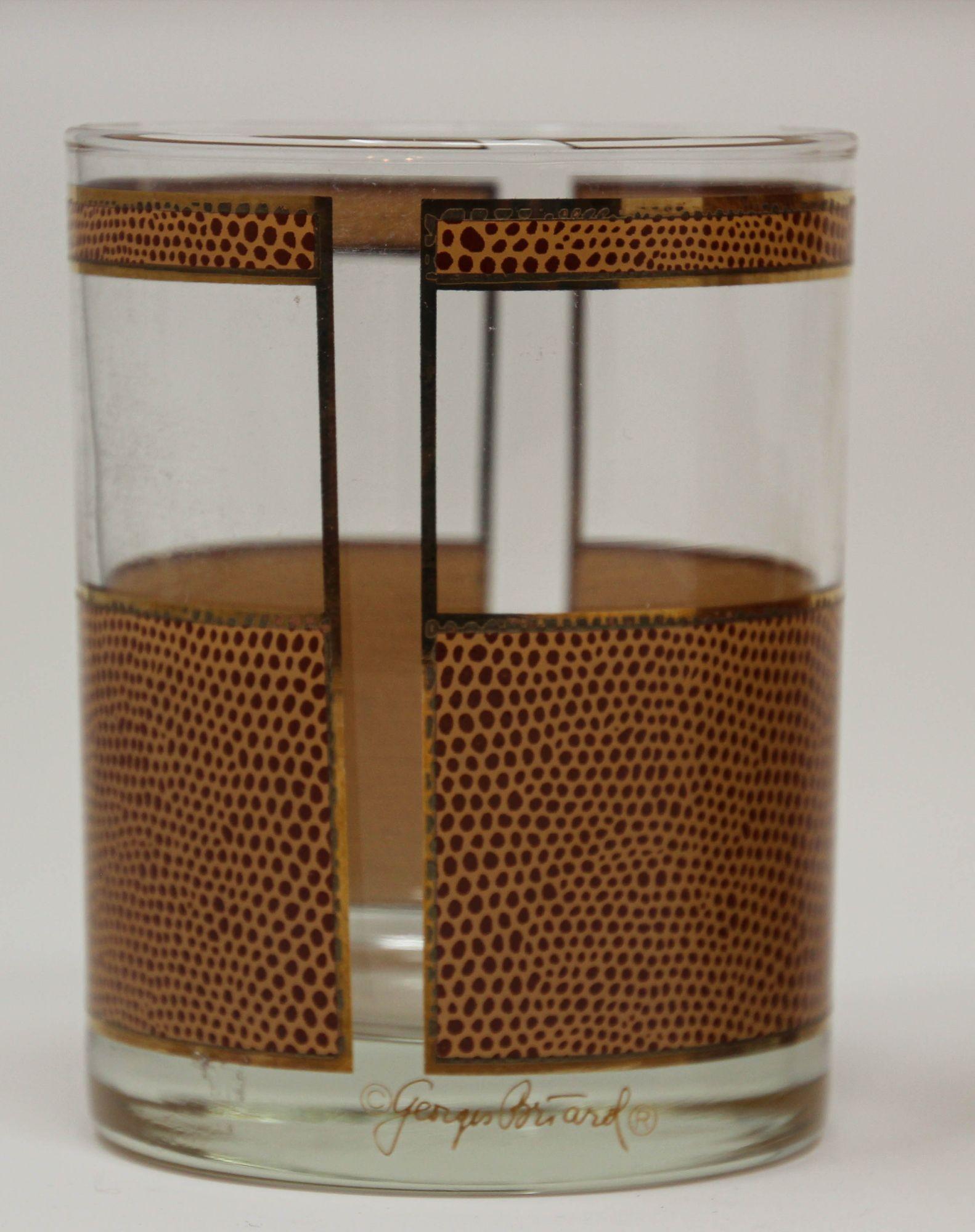 Georges Briard Brown and Gold Snake Skin Vintage 1950s Drinking Glasses ...