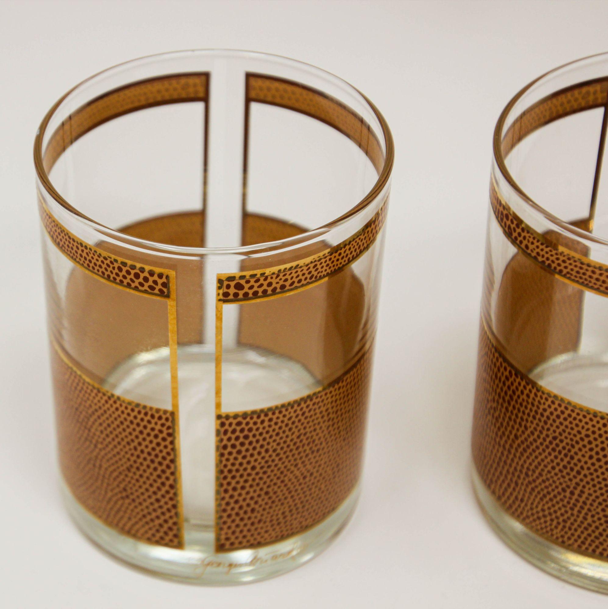 Georges Briard Brown and Gold Snake Skin Vintage 1950s Drinking Glasses ...