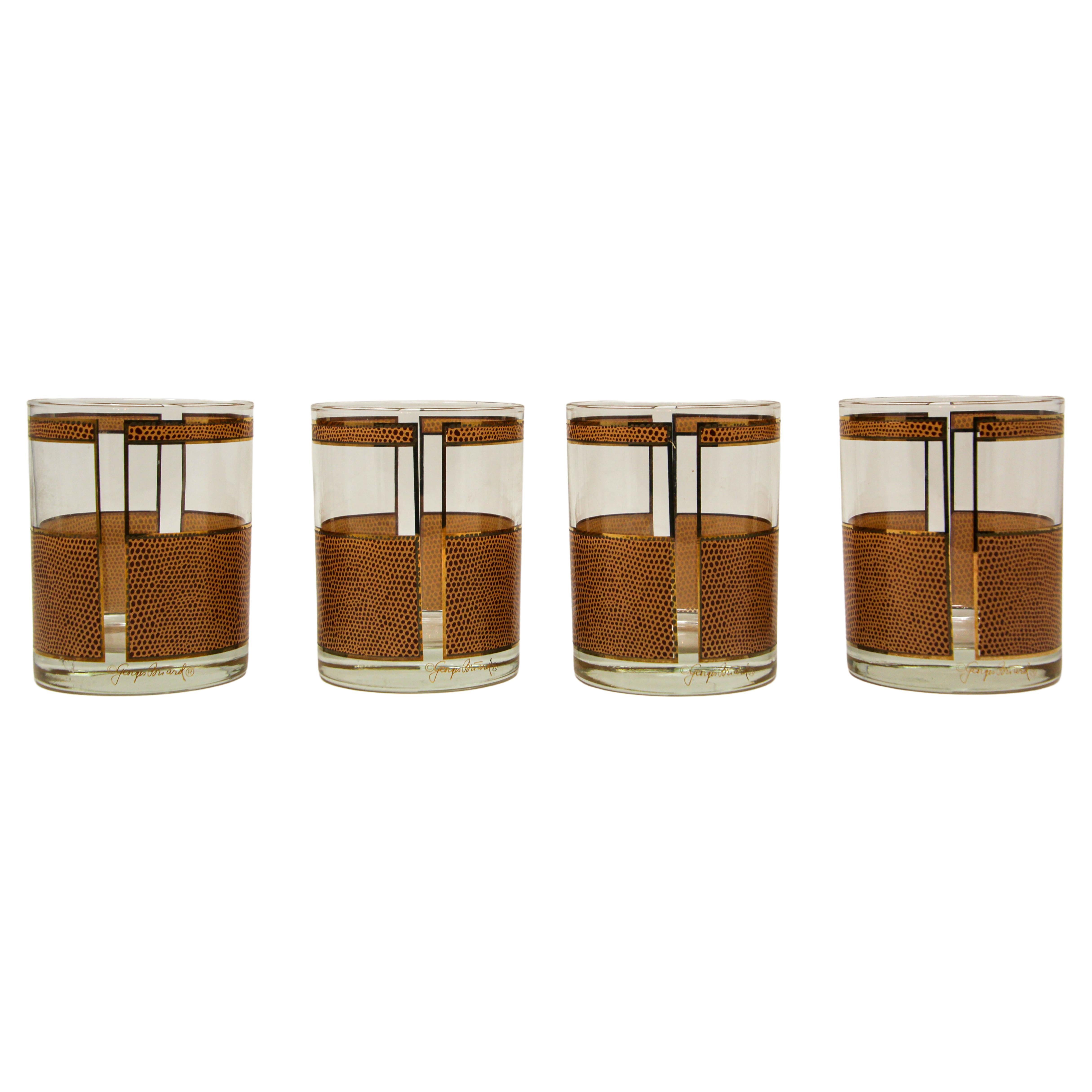 Georges Briard Brown and Gold Snake Skin Vintage 1950s Drinking Glasses ...