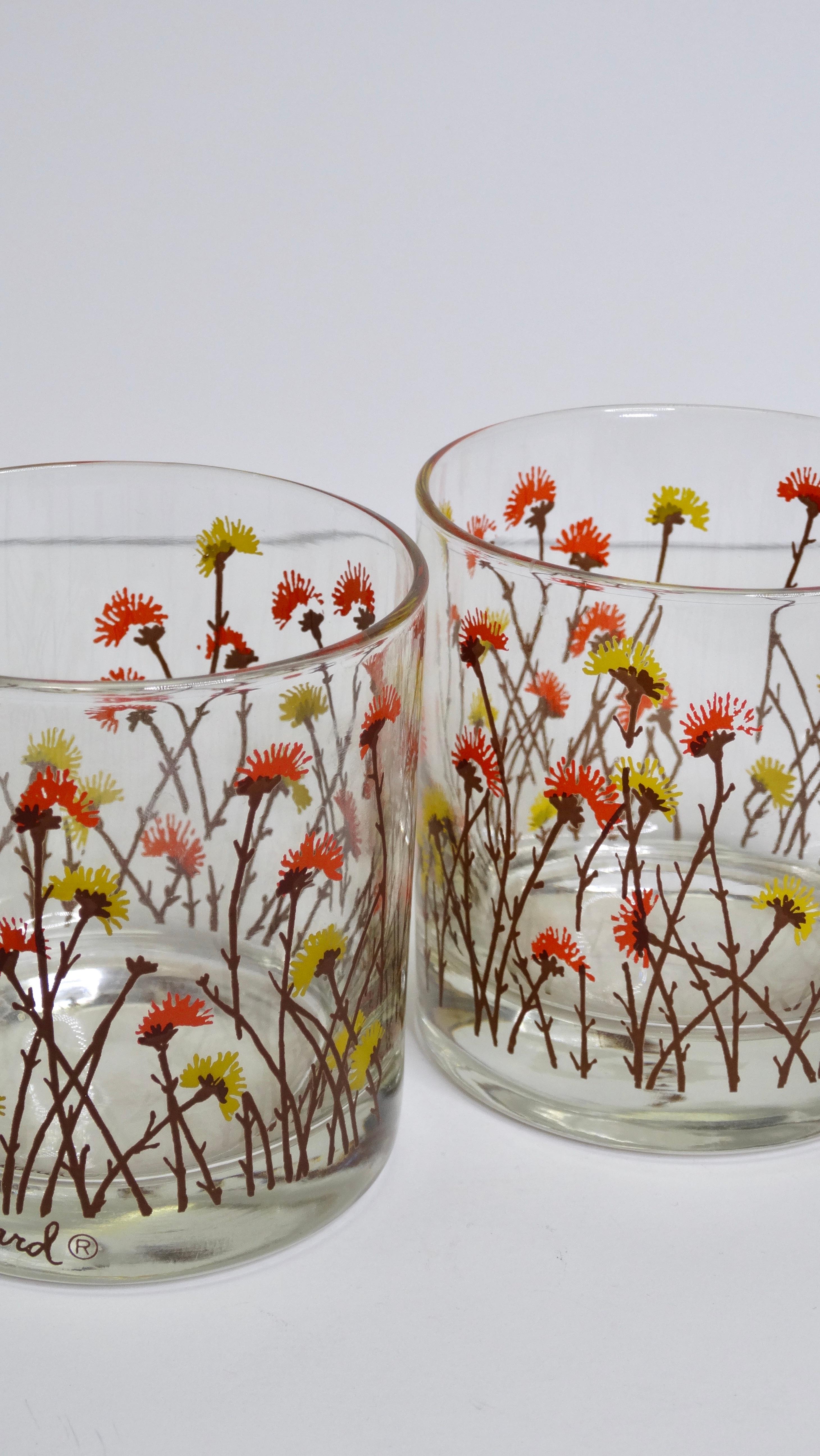 Georges Briard Mid-Century Floral Glasses- Set of 6 For Sale at 1stDibs ...
