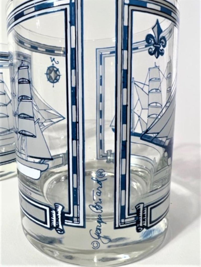 Georges Briard Schooner Sailing Glassware Barware, Mid Century at 1stDibs