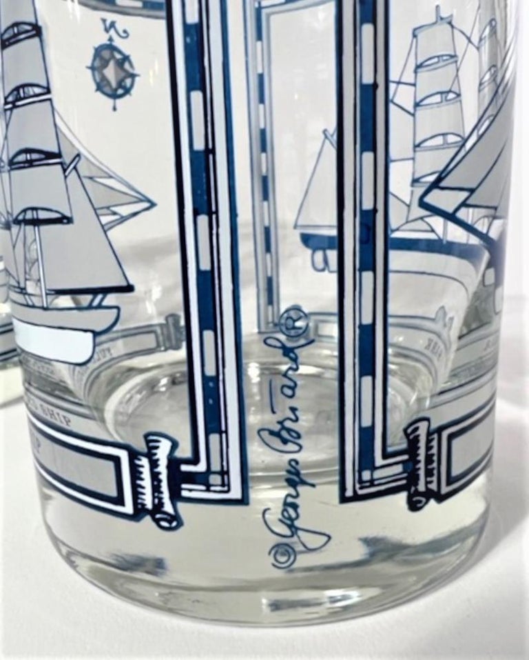 Georges Briard Schooner Sailing Glassware Barware, Mid Century at 1stDibs