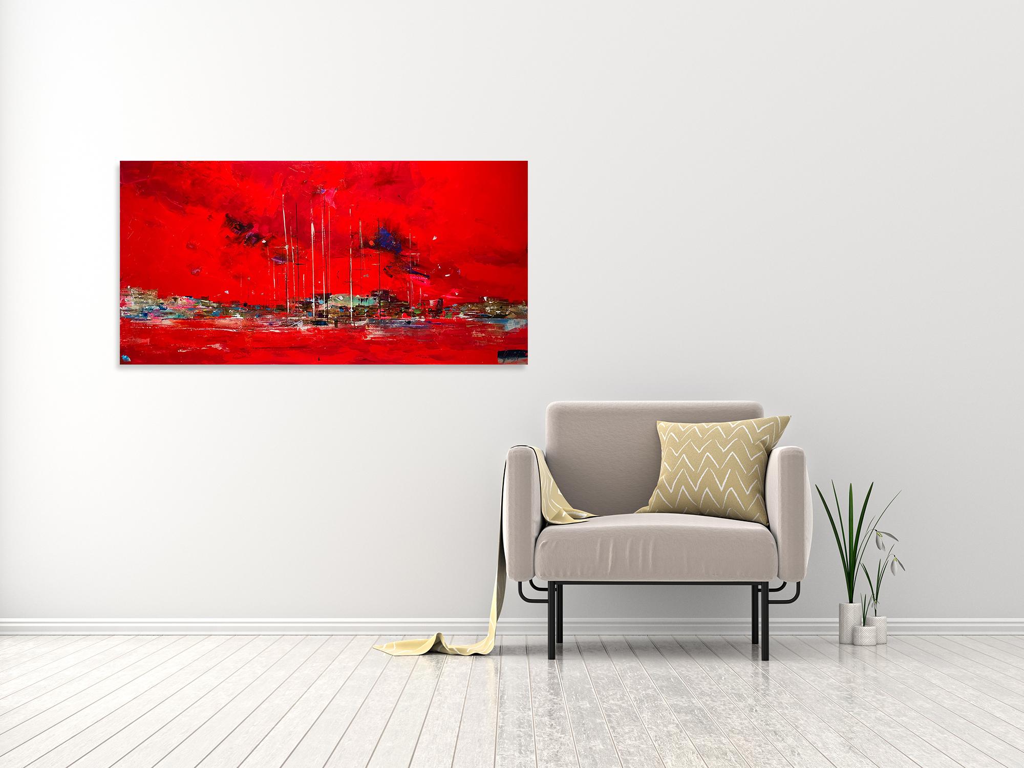 Georges Cabot - Retour En Fête - Red - Abstract Oceanscape Painting by ...