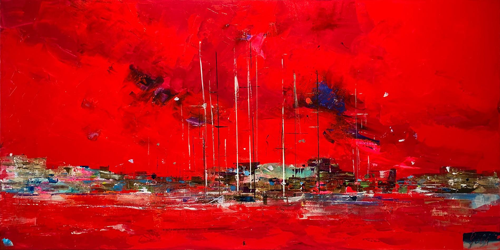 Georges Cabot - Retour En Fête - Red - Abstract Oceanscape Painting by ...