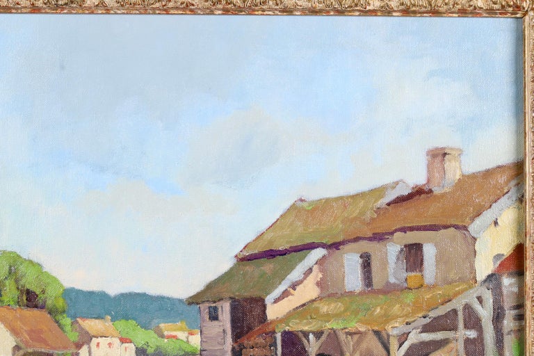 Georges Charles Robin - The Mill - Impressionist Oil, Town and River ...