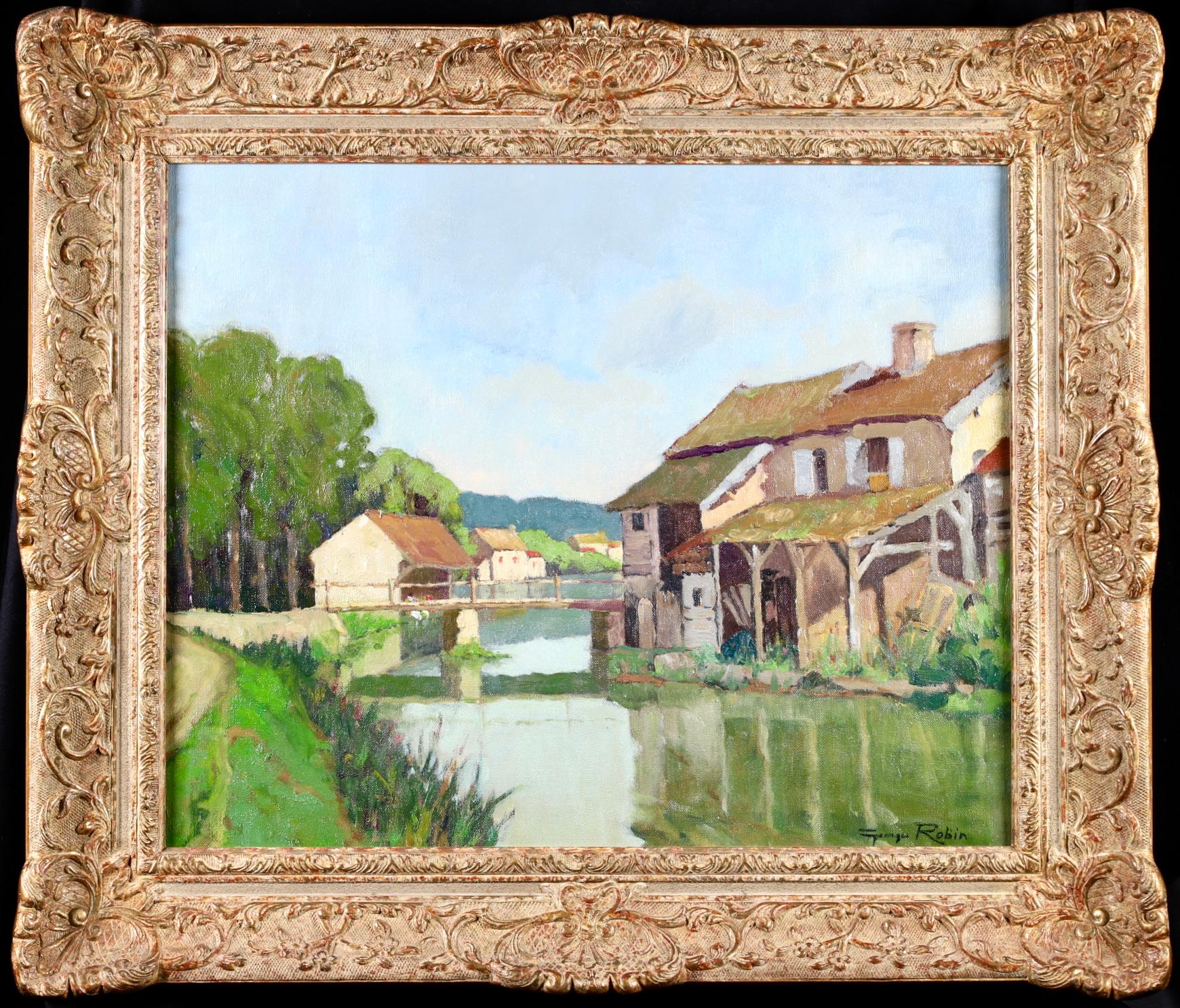 Georges Charles Robin - 20th Century Riverside Impressionist Landscape ...