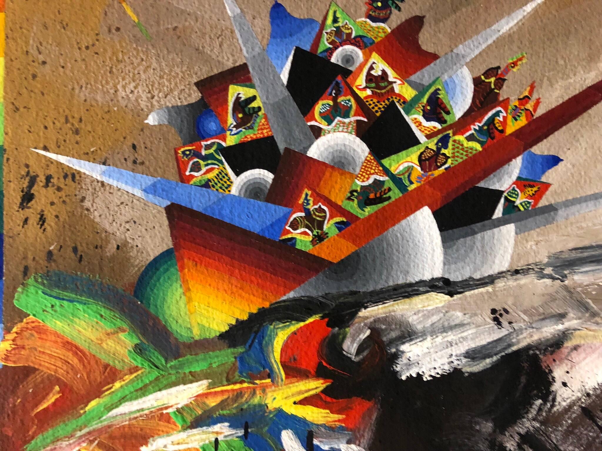 Georges Dussau - French Surrealist Colorful Futurist Abstract Painting ...