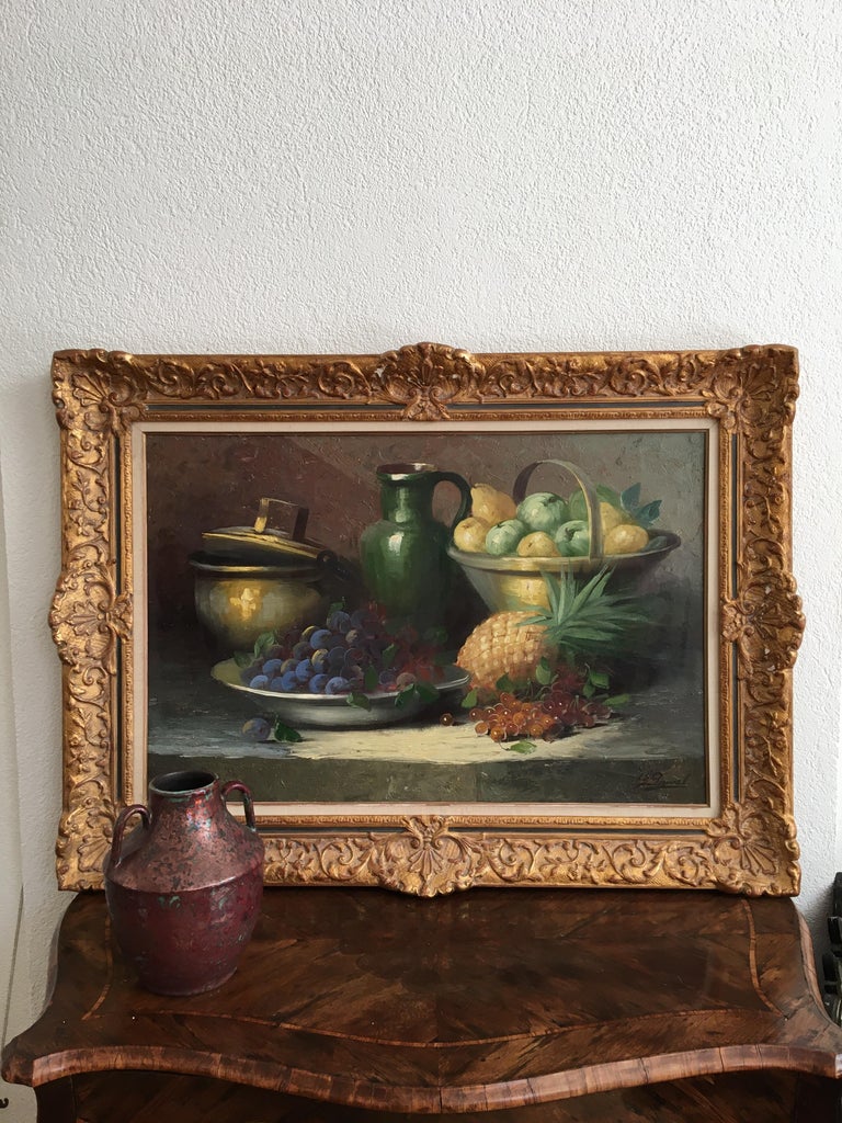 Georges Duval - Still life with fruits and green pitcher For Sale at ...