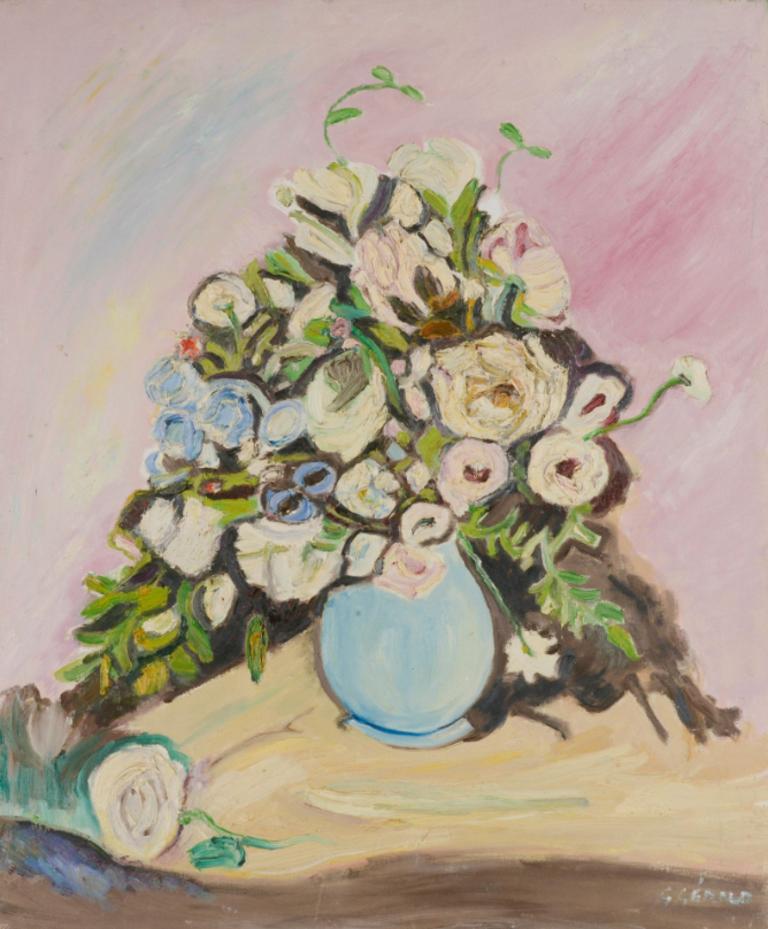 Georges Gerald - Bouquet of flower, original oil on canvas, French ...