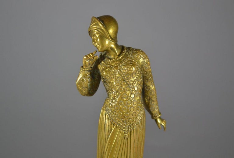 Georges Gori 'Act. 1930' Bronze Lady on Onyx Base Art Nouveau Art Deco ...