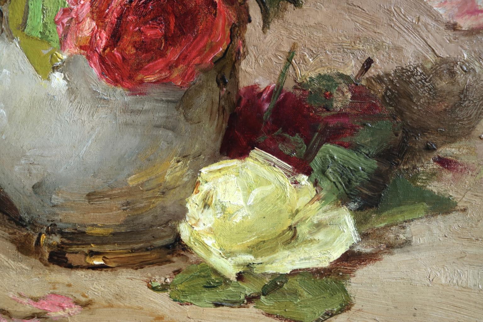 Georges Jeannin - Roses - 19th Century Oil, Still Life of Flowers in ...