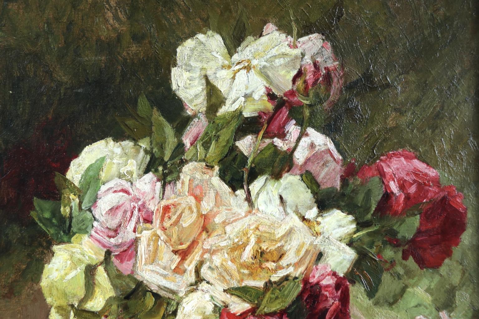 Georges Jeannin - Roses - 19th Century Oil, Still Life of Flowers in ...