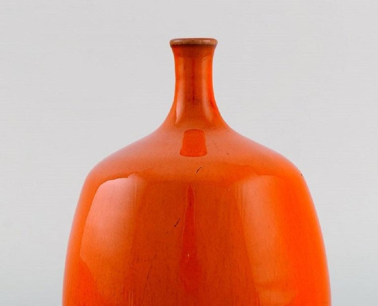 Georges Jouve School, Vase in Glazed Ceramics, Beautiful Orange Running ...