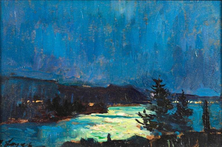 Georges Lapchine - Moonlight on the Coast - Impressionist Landscape Oil ...